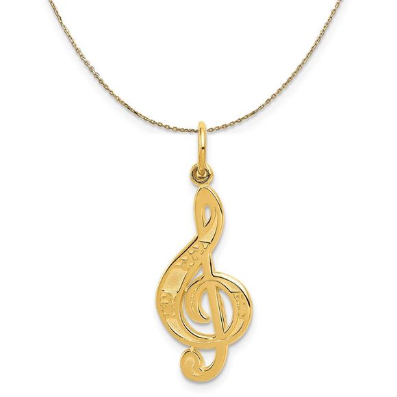Black Bow Jewelry Co. | Jewelry | 4k Yellow Gold Treble Clef With Music ...